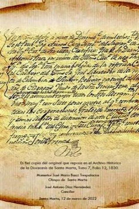 Encuentran Acta De Defunción De Simón Bolívar Perdida Desde Hace 190