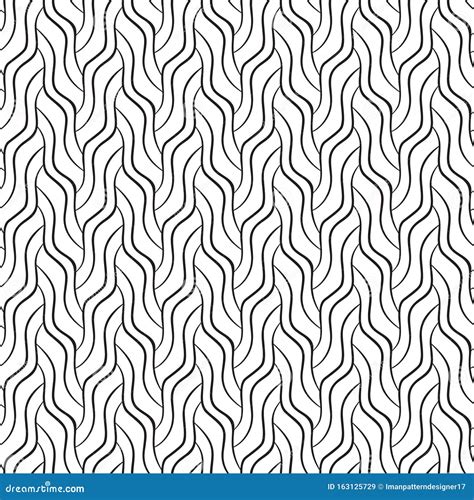 Elegant Black And White Modern Seamless Organic Lines Pattern Tile