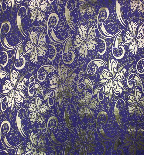 Purple Flower Pattern Brocade Jacquard Fabric Zuraiq Textiles