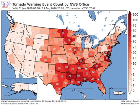 The Total Tornado Warnings Issued By Nws Office So Far This Year Across