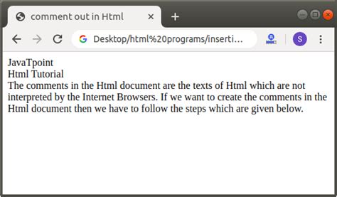 how to comment in html javatpoint