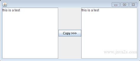 java tutorial copy selected text from one jtextarea to