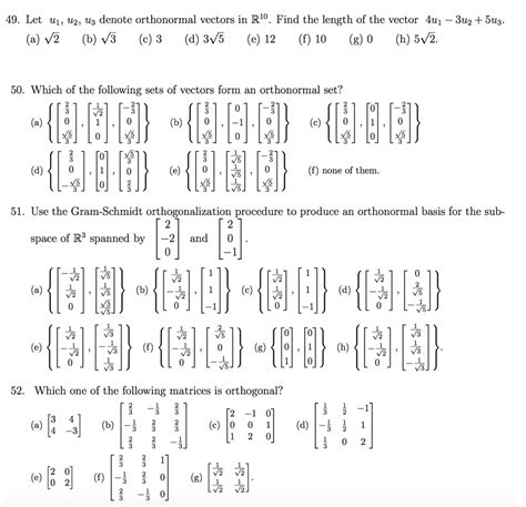 solved 49 let u1 u2 u3 denote orthonormal vectors in r10