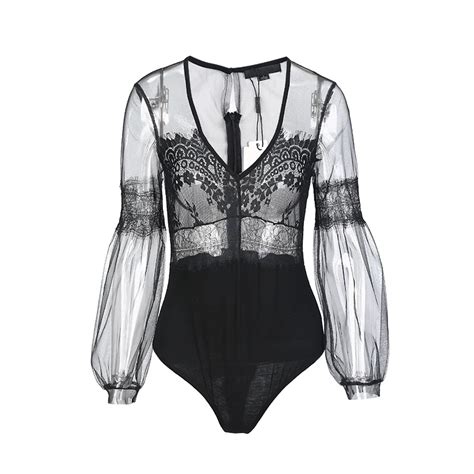 2018 Erotic Lingerie Lace Long Sleeve Teddy V Neck Lingerie Sexy Hot