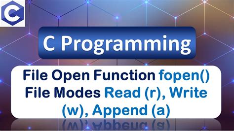 file open function fopen file modes read r write w append