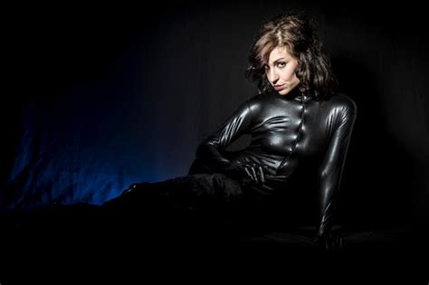 Premium Photo Sexy Brunette In Black Latex Costume Fashion Shot Of A