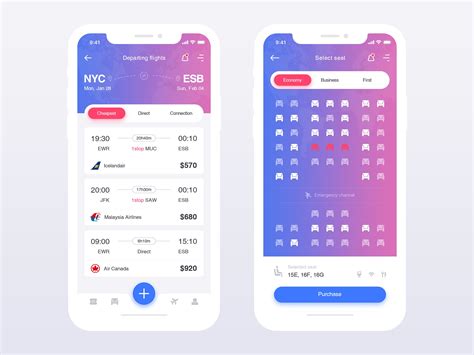 select flights and select seat for flight booking app flight booking