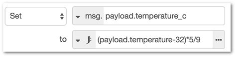working with messages node red