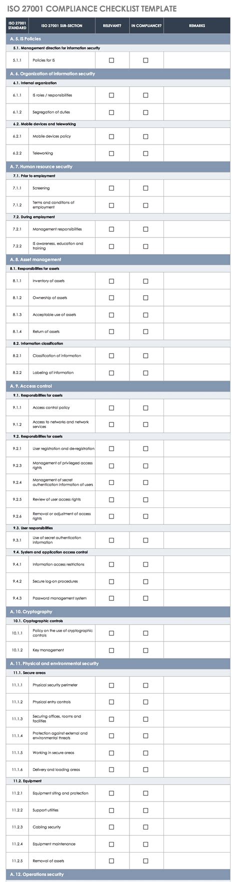 free iso 27001 checklists and templates smartsheet 2023