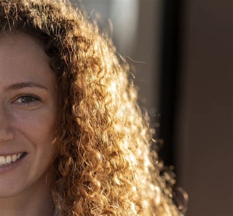 Portrait Of 30 Years Old Curly Hair Woman Stock Image Image Of Cute