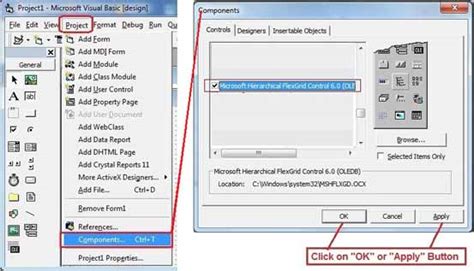 easily add mshflexgrid in toolbox and set properties in