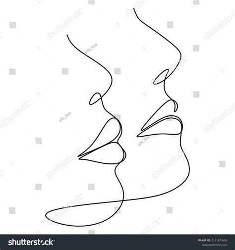 Continuous Line Drawing Portrait Beautiful Womans Stock Vector Royalty