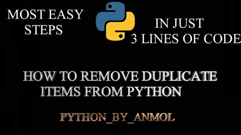 how to remove duplicate items from lists in python in most easy steps