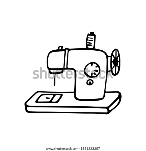 Handdrawn Vector Sewing Machine Isolated On Stock Vector Royalty Free
