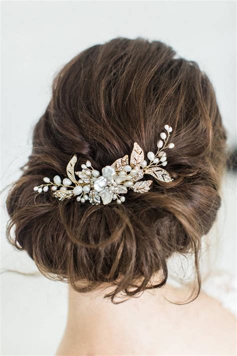 Wedding Hair Comb With Pearls Gold Bridal Hair Comb Pearl Hair Comb