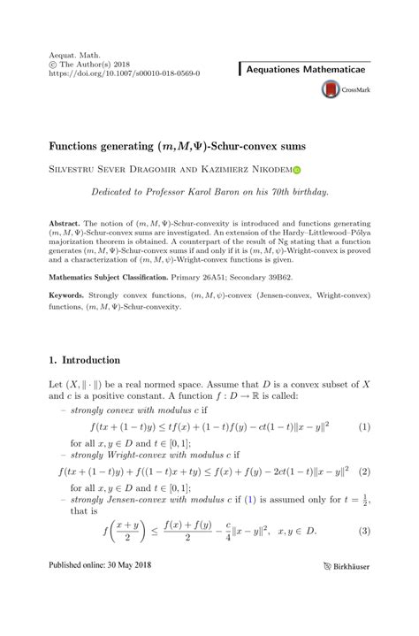 pdf functions generating m m varvec{ psi } Ψ schur convex sums