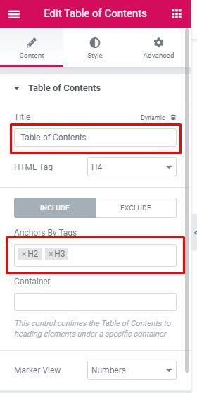 how to add table of contents in elementor wppagebuilders