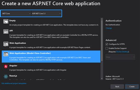create asp core 3 1 mvc project with entity framework