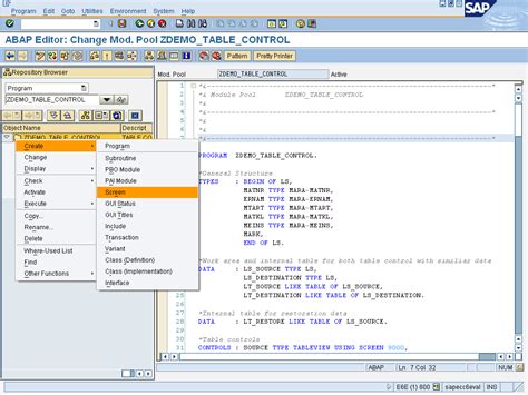 simple steps to create table control without wizard module pool