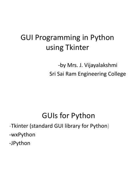 gui programming in python using tkinter pdf graphical