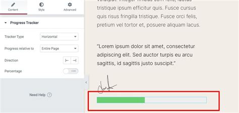 how to create reading progress bar using the progress tracker widget in