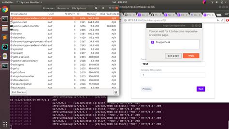 browser hangs on pressing setup wizard step 5 s next button erpnext