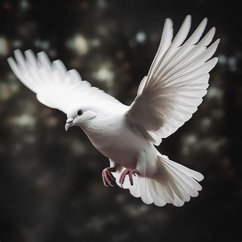 A White Dove With Its Wings Spread In The Air Premium Ai Generated Image