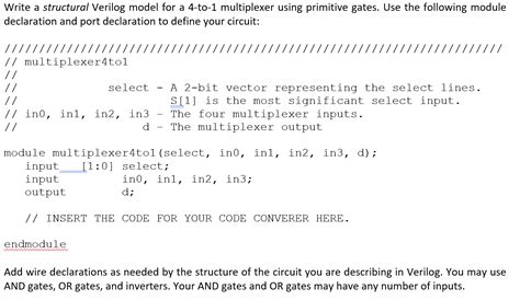 solved write a structural verilog model for a 4 to 1
