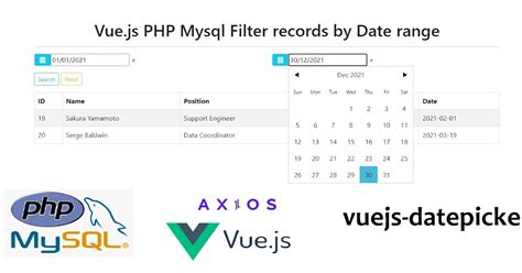 vue js php mysql filter records by date range tutorial101