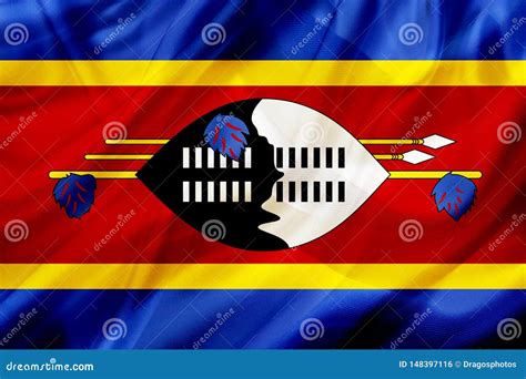 Swaziland Country Flag On Silk Or Silky Waving Texture Stock