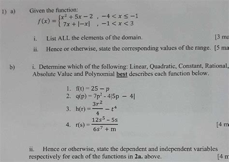 Solved Given The Function F X {x2 5x−27x ∣−x∣ −4
