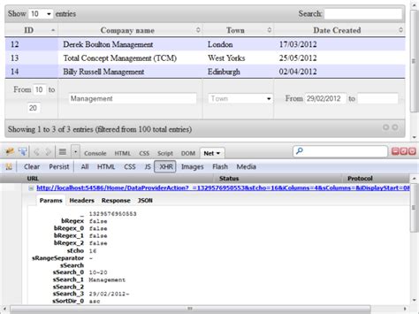 jquery datatables advanced filtering in asp mvc