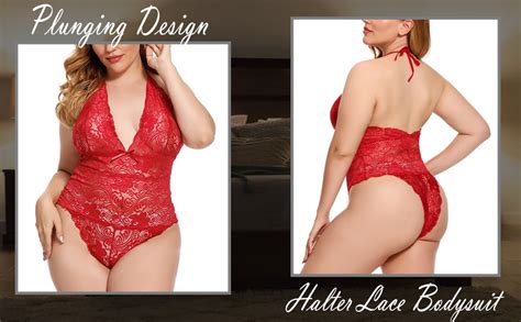 Lingerie For Women Plus Size Halter Lace Bodysuit Sexy One