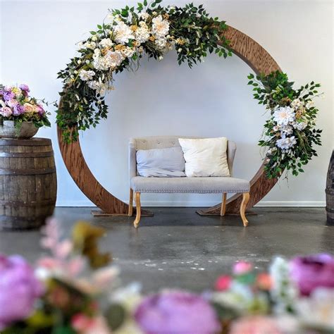 Wood Moon Gate Circle Arch Sweetheart Table Backdrop Wedding Arch