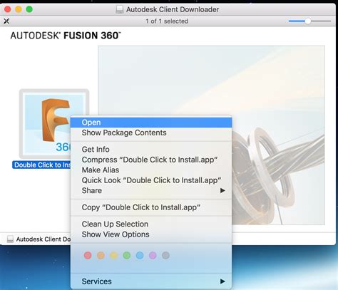 trouble installing fusion 360 on a mac from workaround
