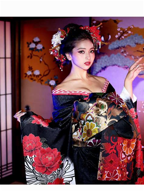 豪華18点フルコーデセット 黒地に赤牡丹と乱れ菊花魁着物 ゆきぽよ 着用着物【noalice By Ryuyu】【ノアリス】oeo 本格和柄