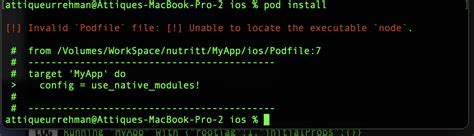 ios react native invalid podfile file [ ] unable to locate the