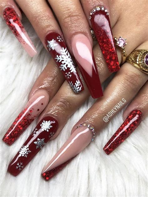 Red Acrylic Nails Winter Nails Acrylic Christmas Nails Acrylic Xmas