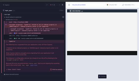javascript cypress cannot cy visit because page throws an uncaught