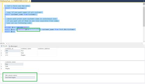 how to convert result of select command to comma separated