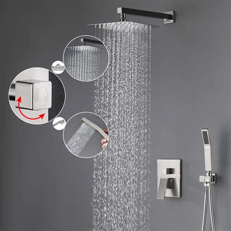 Starbath Shower System Brushed Nickle With Rain Shower And Handheld