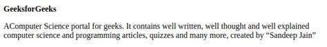 use of blockquote q and cite tags in html geeksforgeeks