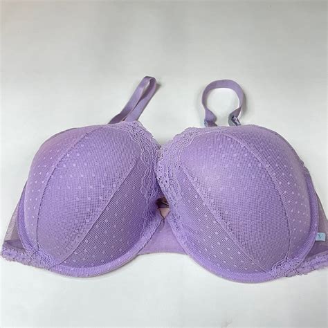 Victorias Secret 36ddd Lined Demi Bra Solid Purple Floral Lace
