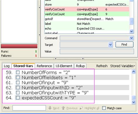 selenium ide stored variables viewer plugin to view value of variable