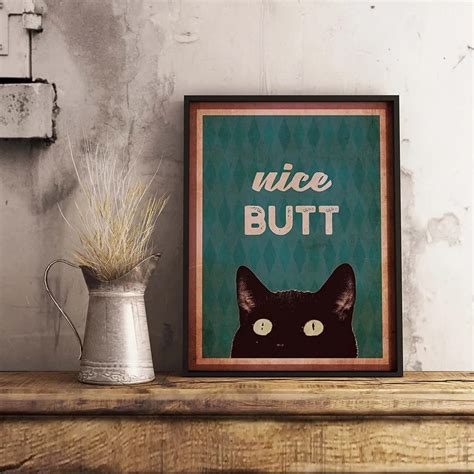 Nice Butt Funny Cat And Toilet Rolling Paper Wall Art