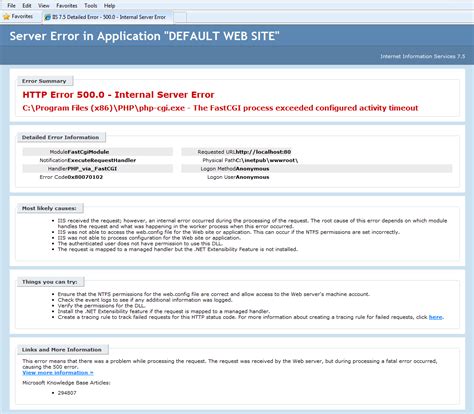 solved how to configure fastcgi activity timeout for php cgi exe