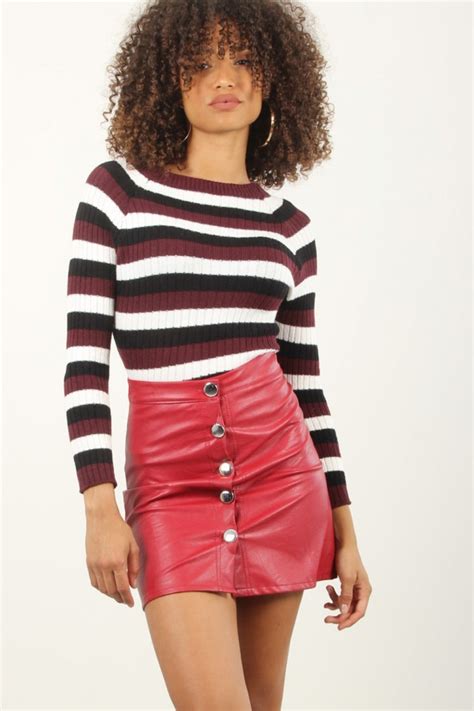 Jupe En Simili Cuir Rouge