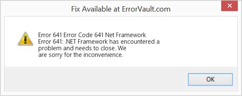 how to fix error 641 error code 641 net framework error 641