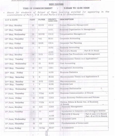 Du Sol Date Sheet 2019 Ba Bcom B Sc Time Table 1st 3rd 5th Sem Sol Du