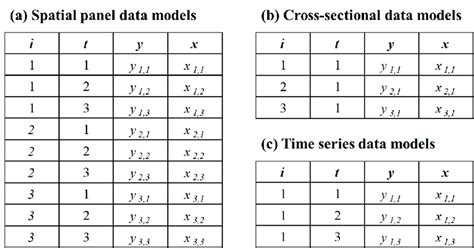 examples of data structure of spatial panel data models a